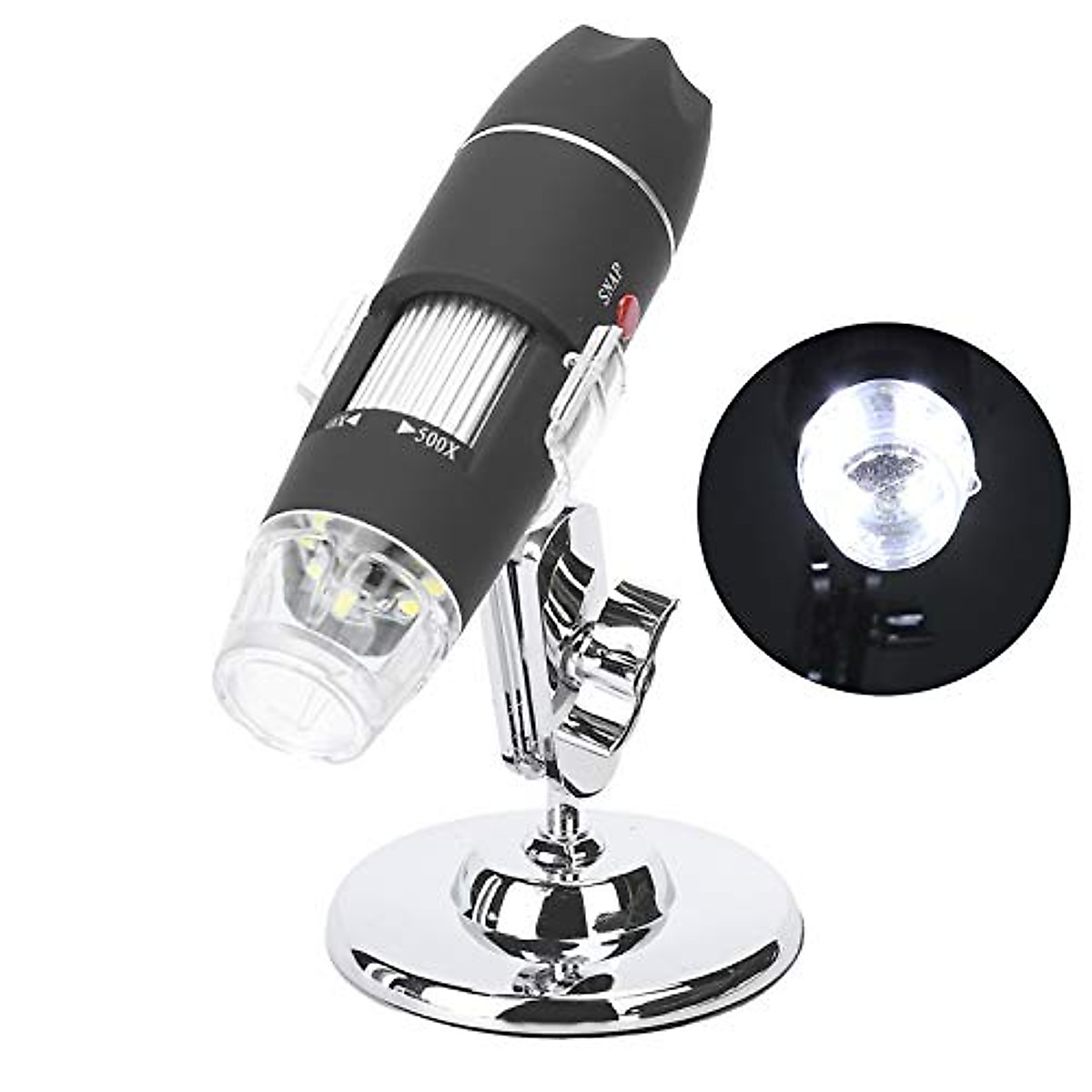 500X LED Microscope, 500X USB Digital Microscope Electron Microscope Adjustable 8LED Magnifying Glass with Stand Support Camera/Video/Computer/Phone