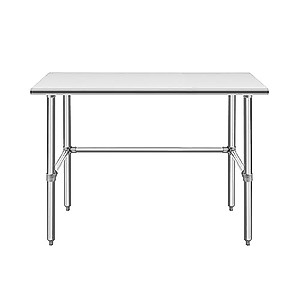 Hally Open Base Stainless Steel Table 24 x 48 Inches, NSF Commercial Heavy Duty Prep & Work Table with Galvanized Legs for Restaurant, Home and Hotel