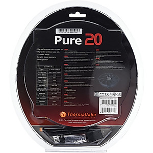 Thermaltake 200mm Pure 20 Series Black 200x30mm Thick Quiet High Airflow Case Fan with Anti-Vibration Mounting System Cooling CL-F015-PL20BL-A