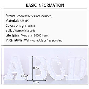 Creation Core 8.7" Tall Large LED Baby Word Marquee Signs Battery Operated Warm White Light Up Letters for Home Bedroom Nursery Room Table Wall Decor, Baby