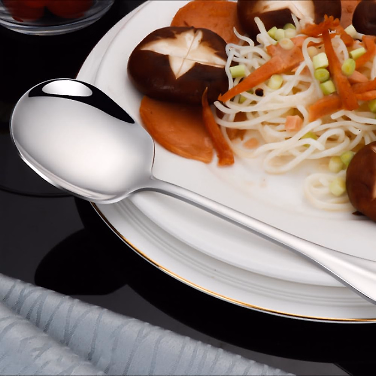 2 PACK Large Stainless Steel Soup Spoons, Square Head Spoons, Large Serving Tablespoons, Flat Square Spoon Long Handle Big Soup Spoon For Restaurant Tableware Kitchen Gadgets Cooking Utensils