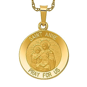 IceCarats 14K Yellow Gold Saint Anne Medal Necklace Charm Pendant 22.75mm x 15.5mm Only