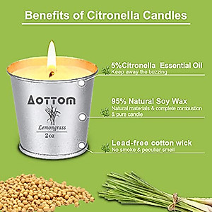 Citronella Candles Outdoor - 2.2oz 9 Pack Scented Candles 135h Burning for Patio Home Balcony Garden - Natural Soy Wax Aromatherapy Citronella Oil Portable Small Bucket Candles Set Summer Gifts