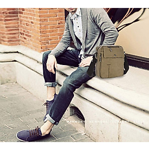 Vintage Canvas Cross Body Casual Shoulder Bag, Multipurpose Messenger Bag Purse Briefcase Travel Organizer Bag Multi-pocket Handbag , Coffee