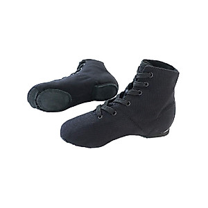 Daydance Adult Jazz Boots Lace Up Split Sole Jazz Shoes Ankle Length Black Size 9M
