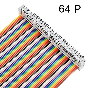 uxcell IDC 64 Pins Wire Flat Multicolored Flexible Rainbow Ribbon Jumper Cable 30cm 2.54mm Pitch,1pcs