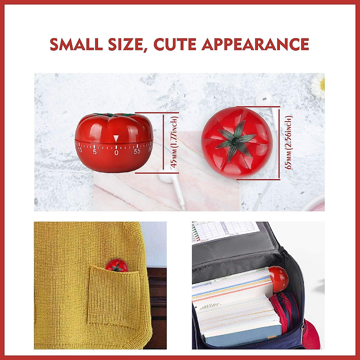 Jayron JR-WG017 Kitchen Cooking Timer Tomato Cartoon Mechanical Countdown Hour Meter for Cooking Homework Baking Learning Body-Building