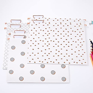 Y YOMA 12 Pack Rose Gold Hanging File Folders Letter Size Decorative File Folder Cute Pretty Hanging Folder Organizer for Filing Cabinet Office Home with 1/5-Cut Adjustable Tabs, 3 Gold Foil Design