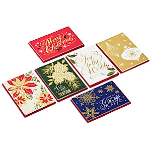 Hallmark Boxed Christmas Cards Assortment, Gold Foil Classic (6 Designs, 36 Cards with Envelopes)