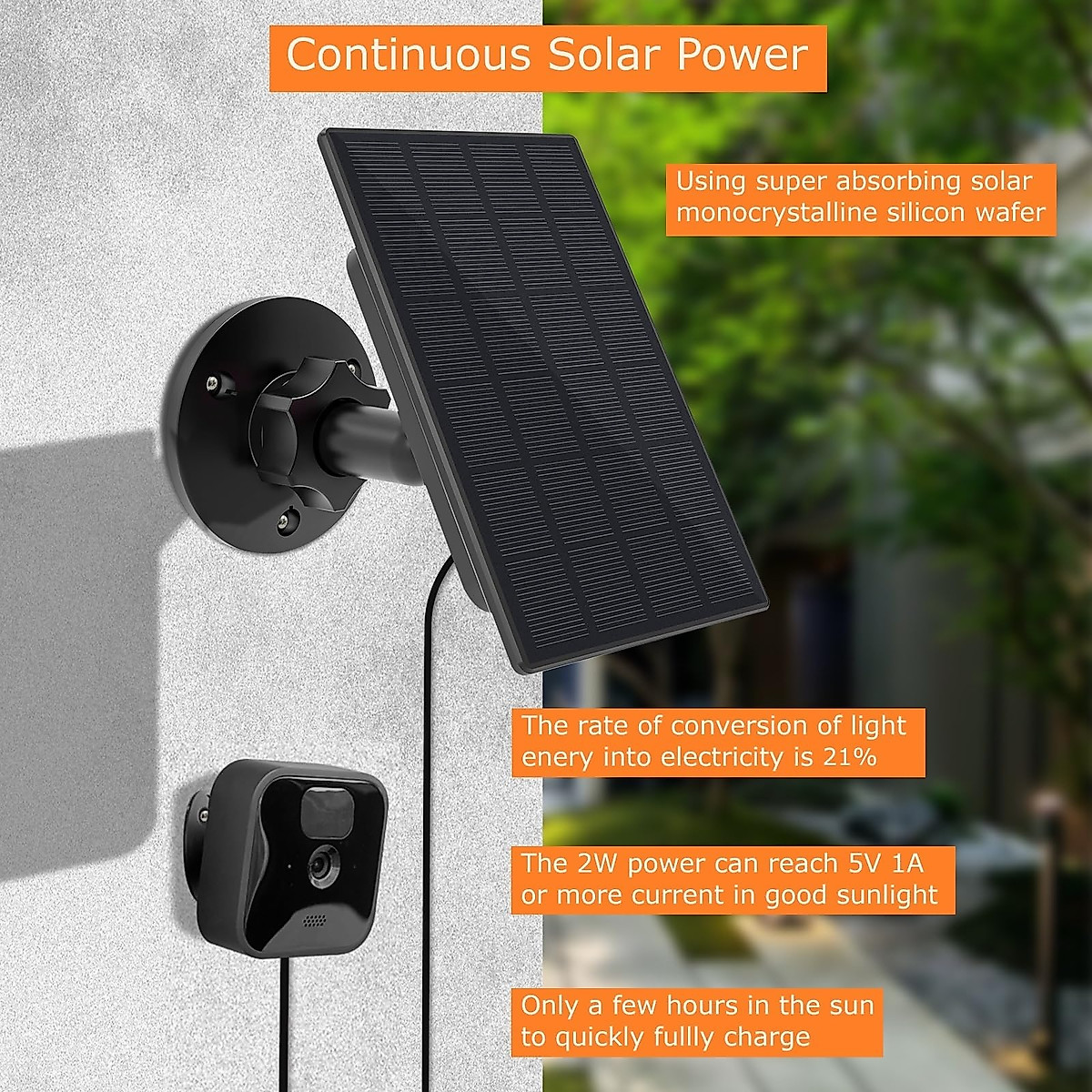 Solar Panel for Blink Camera Outdoor,2W Blink Camera Solar Panel Compatible with Blink Outdoor,XT2/XT Camera&SimpliSafe Camera(Not Included),IP66 Blink Outdoor(3rd Gen) with Rubber Plug (1 Pack)