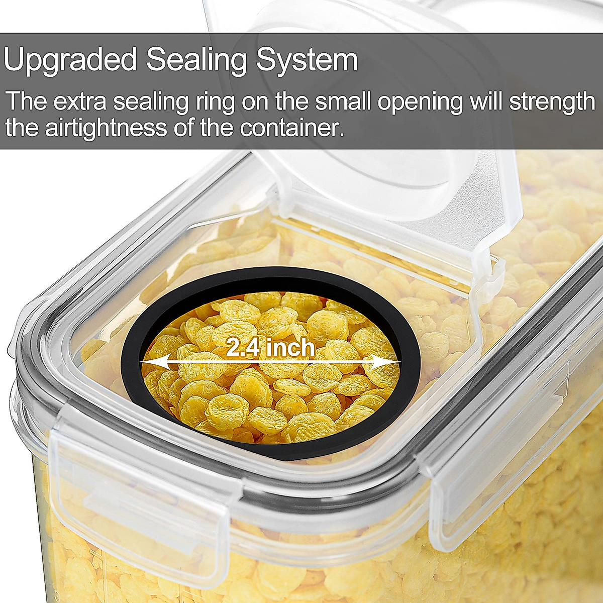 Tiawudi 4 Pk Cereal Containers Storage Set 135.2oz/4L Each, Airtight Food Storage Containers, Large Cereal Dispenser, Kitchen Pantry Organization Containers, with Labels and Measuring Spoons