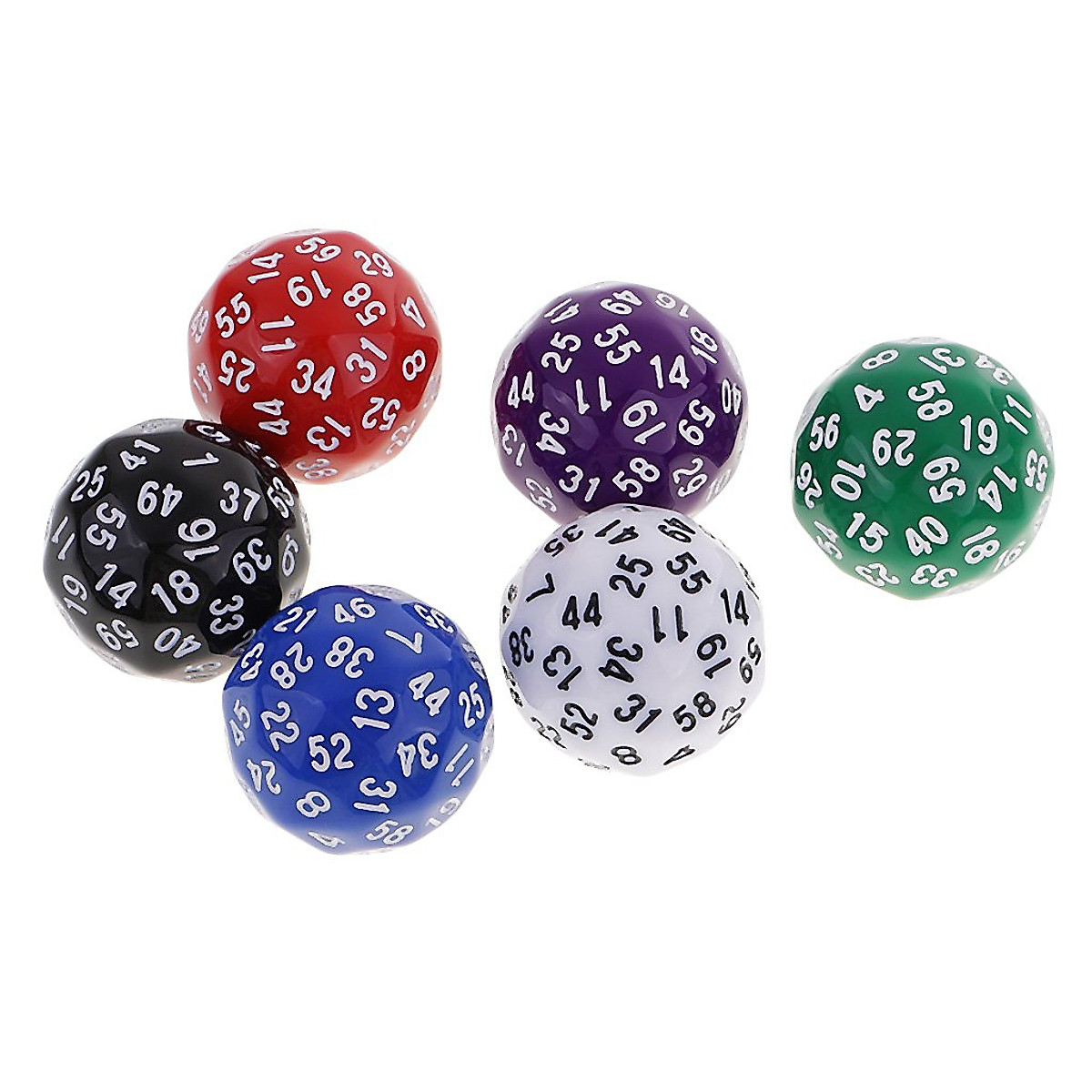 6X 60 Sided Dice D60 Polyhedral Dices for RPG Board Game.