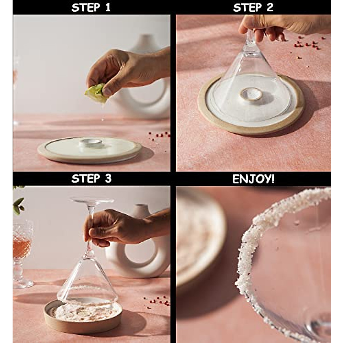 Ceramic Margarita Salt Rimmer Set with Lid 5.5” - Salt Sugar Glass Rimmer for Cocktails - Home Bar Accessories for Tajin Seasoning - Rimmers for Drinks - Bartender Kit Tools - Bar Decor for Home