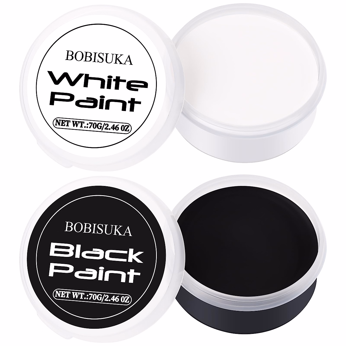 BOBISUKA Halloween Cosplay SFX Makeup Black + White Face Body Paint Special Effects Makeup Kit Dress Up Non Toxic Face Painting Kits for Adult Full Coverage Face paint Fx Make Up