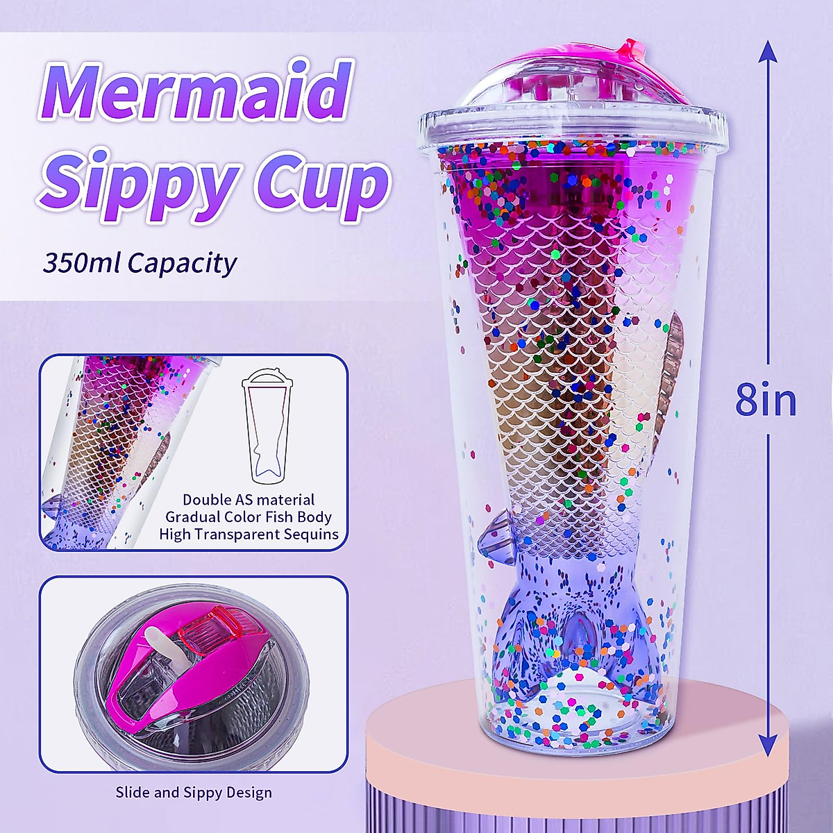 BEIMENWAI Mermaid Toys & Gift Set for Girls Ages 4-10+ - Includes Mermaid Stuffed Doll, Water Bottle, Bag, Jewelry Set, & Plush Toys