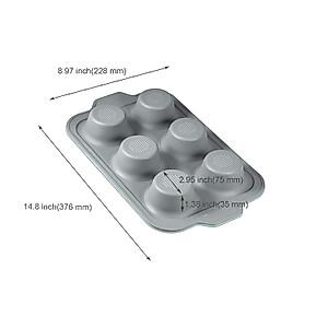 JXWING 6 Cups Non-stick Silicone Cupcake Baking Pan with Ergonomics Grips, Premium Stainless Steel Core Muffin Pan, Green