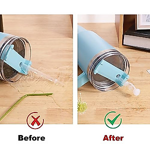 VSSOLO Quencher 40 oz Stainless Steel Tumbler with Handle,Iced Tea or Coffee, Durable Powder Coated Water Bottle, 2 sets of dust plugs for straws and cup caps (Sky Blue)