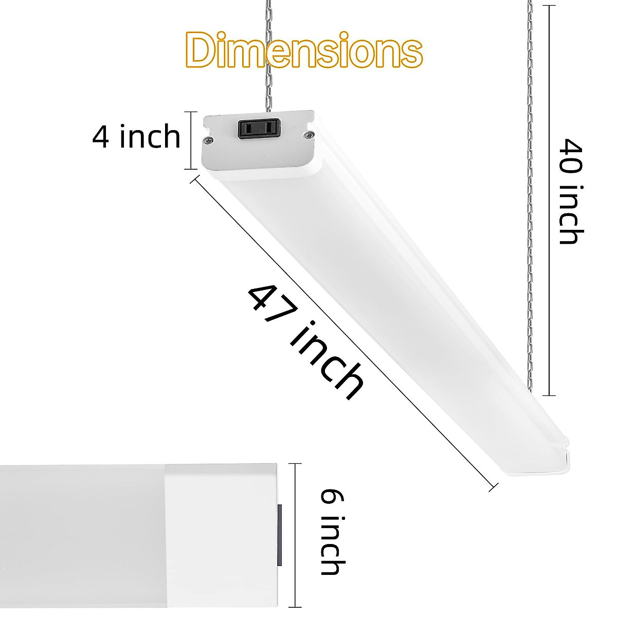 4FT Linkable 60W LED Shop Lights Warm White 3000K 4000K 6000K 6000LM for Garages Shop, Linear Work Light Fixture Hanging or FlushMount with Plug, ETL 2 Pack