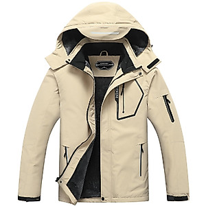 SUOKENI Men's Waterproof Ski Jacket Warm Winter Snow Coat Hooded Raincoat X-Large