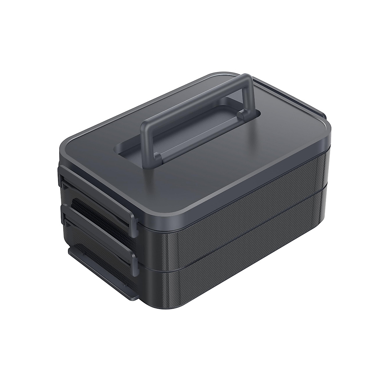 Brehvoe 2 Layer Storage Box With Lid, Opaque Storage Organizer with Handle Portable Tool Box with Latch Stackable for Tool/Art & Crafts Case/Gadgets Supplies, Durable ABS