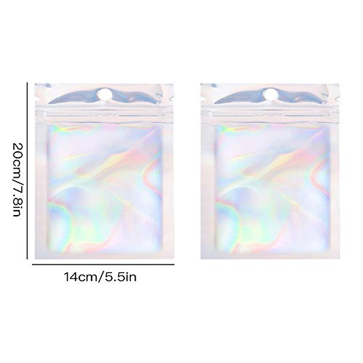 200 Pack Resealable Smell Proof Bags,Rocutus Foil Mylar Ziplick Bags,Flat Metallic Mylar Foil Bags for Party Favor Food Storage (14 x 20 cm/ 5.5 x 7.87 Inches)