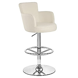 Zuri Furniture Cream Chateau Adjustable Height Swivel Bar Stool with Chrome Base