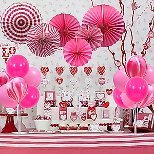 TONIFUL 4 Balloons Stand Kit Pink Marble Centerpieces Table Decorations for Girl Sweet 16th Birthday Decorations Bridal Shower,Baby Shower,15th Quinceanera Table Party Decorations