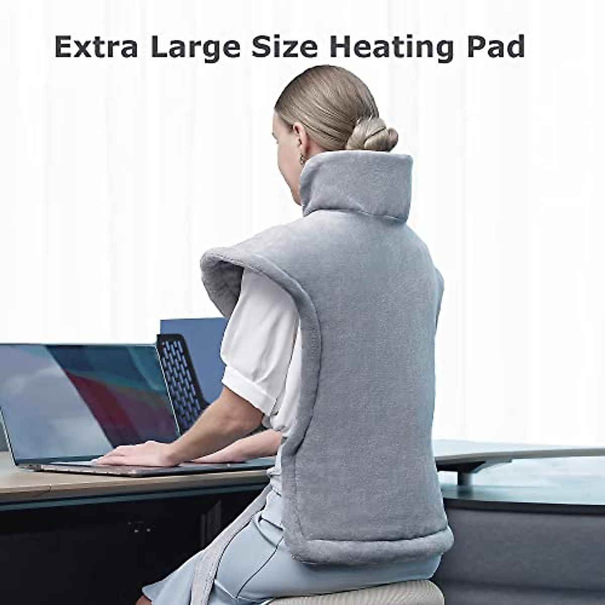Heating Pad for Back Pain Relief, 24"x33" Weighted Heating Pad for Neck and Shoulder, Neck Heating Pad Fast-Heating with 6 Settings, Auto Shut-Off Full Body Heating Pad, Gifts for Women-Washable