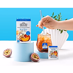 Ahmad Tea Black Tea, Cold Brew Peach and Passion Fruit Teabags, Iced Tea, 20 ct (Pack of 6) - Caffeinated and Sugar-Free