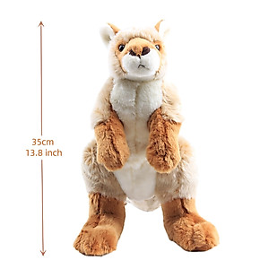 WinAdiGoo Cute Furry Realistic Kangaroo Plush Doll Soft Stuffed Animal Toy 13.8 inch Cuddle