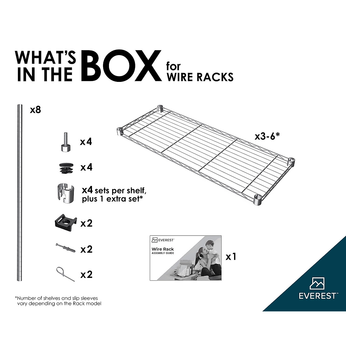 Everest 4-Shelf Shelving Units and Storage, Heavy Duty Storage Shelves (up to 250lbs), Wire Shelving Rack, Chrome Rack Shelf, 14" D x 36" W x 54" H