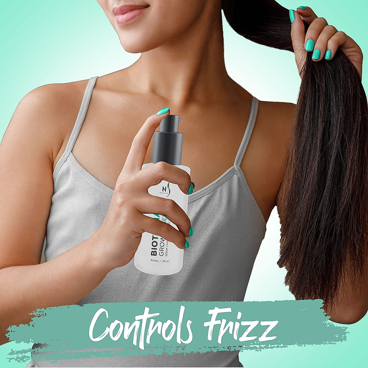 HerStyler Biotin Hair Growth Serum - Non-Greasy Hair Serum For Thinning Hair - Biotin Hair Serum with Vitamin B - Non-Sticky Hair Thickening Serum For All Hair Types- 2 Fl. Oz.