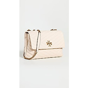 Tory Burch Women's Kira Quilted Chevron Shoulder Bag, New Cream/Rolled Brass, Off White, One Size