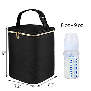 Teamoy Breastmilk Cooler Bag, Baby Bottles Bag for up to 4 Large 9 Ounce Bottles, Perfect for Working Mom Mother, (Bag ONLY), Black