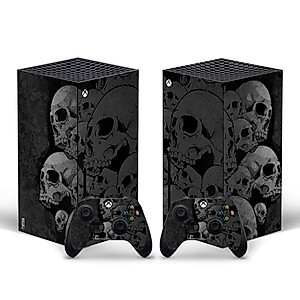 Xbox Series X Skin Stickers Decal Full Body Vinyl Cover for Microsoft Xbox Series X Console and Controllers - Black Skull