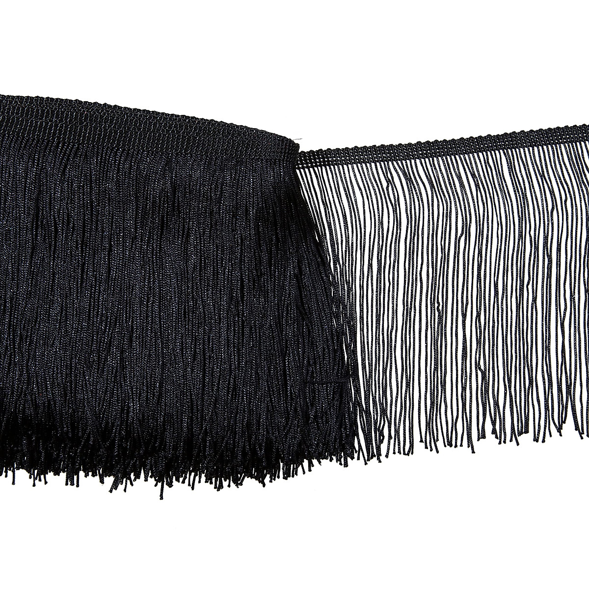 Nonmol Black Fringe Trim Tassel Sewing Trim 6Inch Width 10 Yards Long for Clothes Accessories Latin Wedding Dress DIY Lamp Shade Decoration (Black)