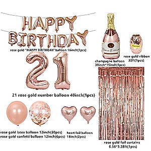 21st Birthday Decorations for her Rose Gold Party Supplies,21 Birthday Decorations for Women,21 Decor Balloons Rose Gold