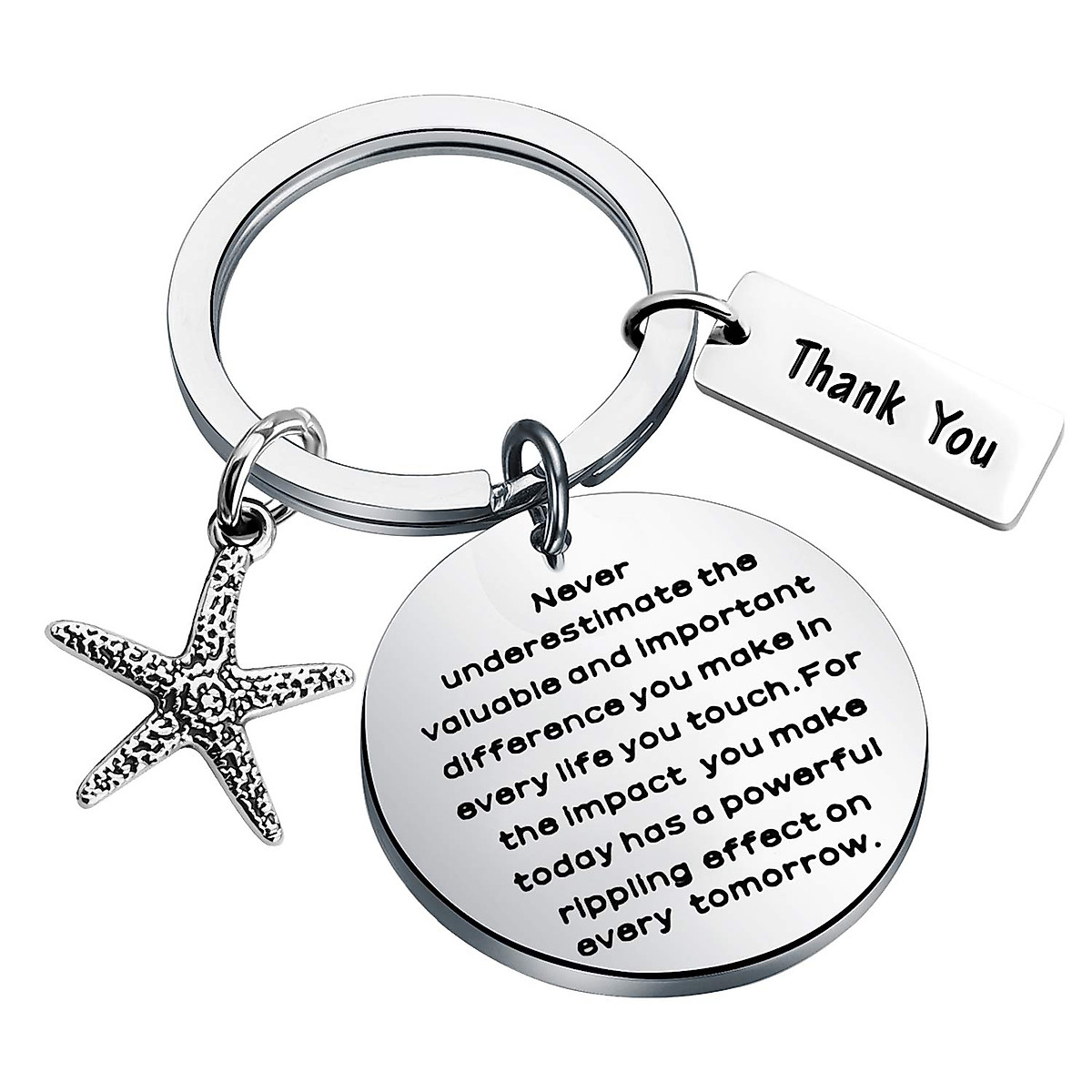 BAUNA Starfish Keychain Never Underestimate The Valuable And Important Difference You Make Social Worker Thank You Gift Volunteers Jewelry (Starfish Keychain)