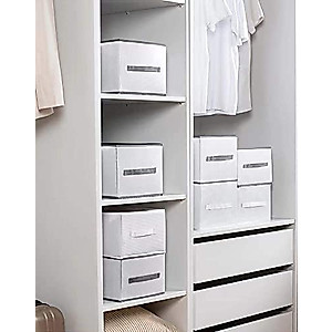 Nucucina Wardrobe Clothes Organizer, 7 Grids Foldable Visible Closet Organizer, Mesh Clothes Drawer Storage Box for Underwear, Socks, Scarves, Leggings, Skirts, T-shirts, Jeans (Gray*2pcs)