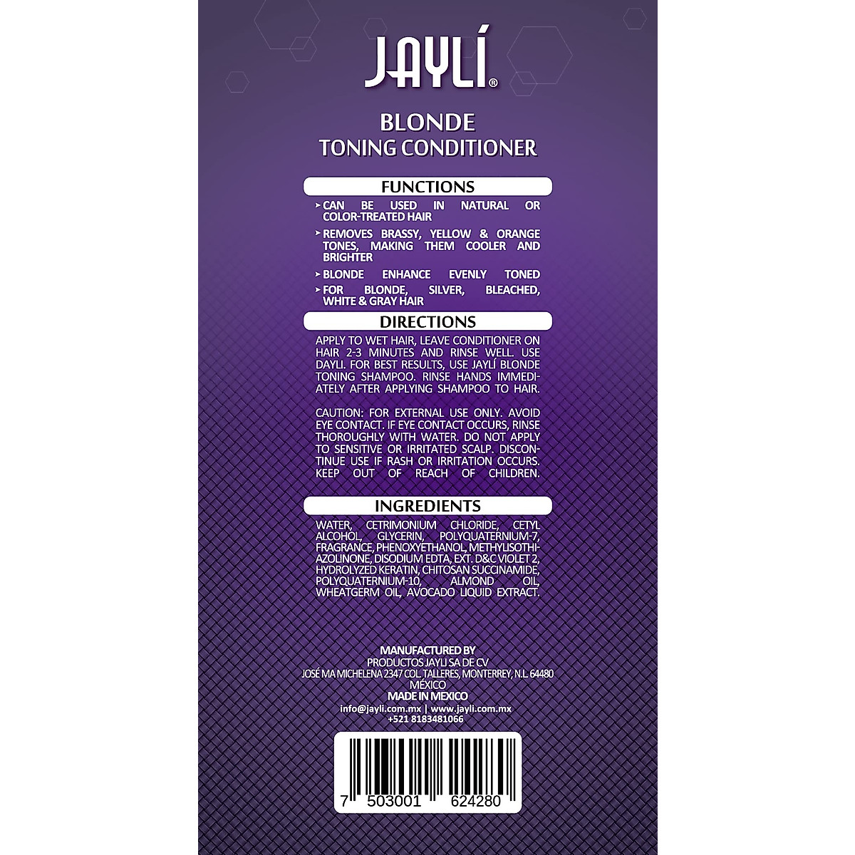 Blonde Toning Shampoo & Conditioner 2 Pack Jayli (Purple Toning for brassy and yellow tones) 14.8 Fl Oz