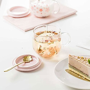 ZRAGEK Sakura Cup, Creative Sakura Mug, Cute Heat-resistant Cup, Transparent Cup, Borosilicate Glass Coffee Cup,Gift(Color : Pink B, Size : 3 Piece Set)