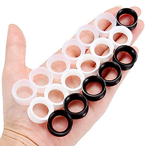 Lcolyoli 9 Pairs Ultra Thin Silicone Tunnels Ear Gauges Silicone Ear Skin Flexible Flesh Tunnel Expander Stretcher Gauge Earlets Plug Gauges Kit for Women Men 16mm 5/8 inch Black White Rubber