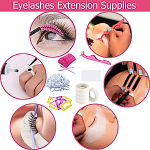 Eyelash Extension kit, Missice Professional Eyelashes Kit False Eyelashes Extension Glue Tool Practice Kit for Makeup Practice Eye Lashes Graft with Mannequin Training Head