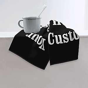 Custom Microfiber Towel, Personalized Hand Towel Add Your Design Super Soft Face Towel for Home Hotel Spa Bathroom Gym 27.512inch, Black, One Size