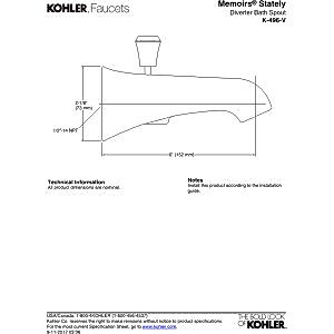 KOHLER K-496-V-CP Memoirs Wall-Mount Diverter Bath Spout, Polished Chrome