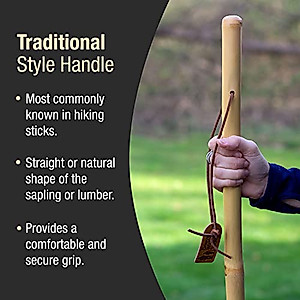 Brazos Rustic Wood Walking Stick, Bamboo, Traditional Style Handle, for Men & Women, Made in the USA, Tan, 55"