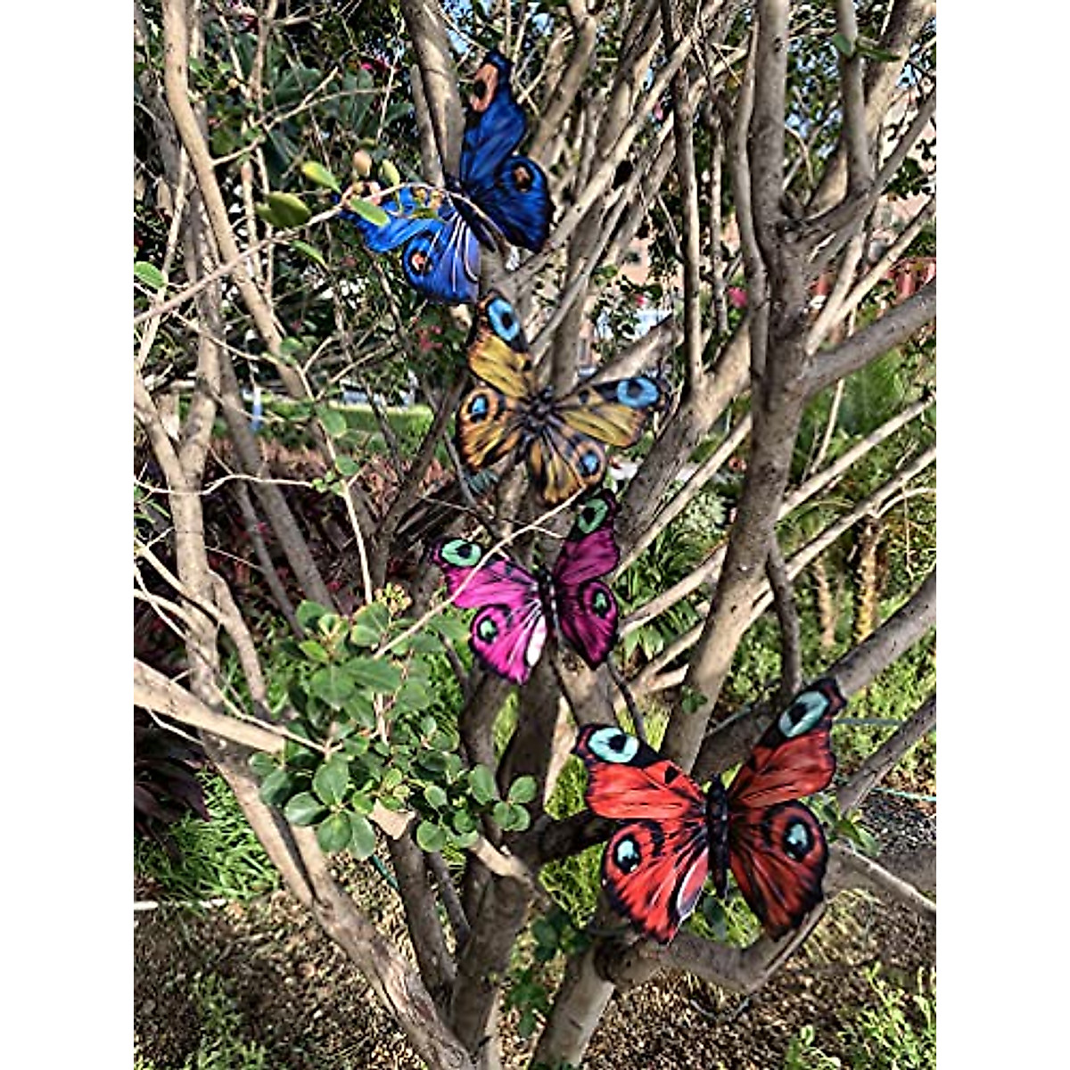 Metal Butterfly Outdoor Decor - 5 Pack Wall Art Decorations Hanging for Patio, Fence, Garden, Yard, Handmade Gift for Kids