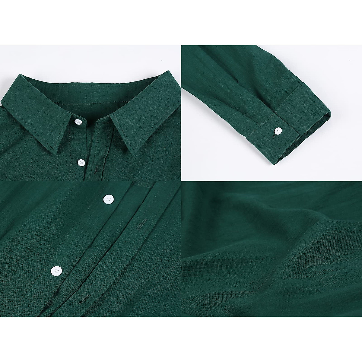 Mens Button Up Shirts Linen Beach Long Sleeve Casual Cotton Summer Lightweight Tops