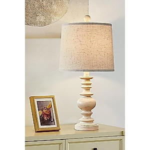 BOBOMOMO Resin 20.5" Farmhouse Lamps for Bedrooms Retro Side Table Lamps Bedside Lamp for Side Nightstand Living Room（1 Pack）