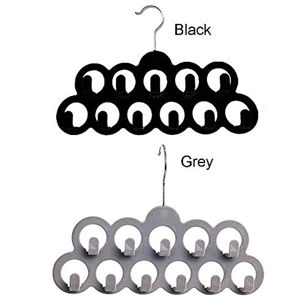 JIANWEI 2pcs Clothes Hanger, Non Slip Closet Scarf Rack, 11 Holes Velvet Swivel Hook, Space Saving Coat Hanger Suit Hangers for Men/Women/Adult(Black)